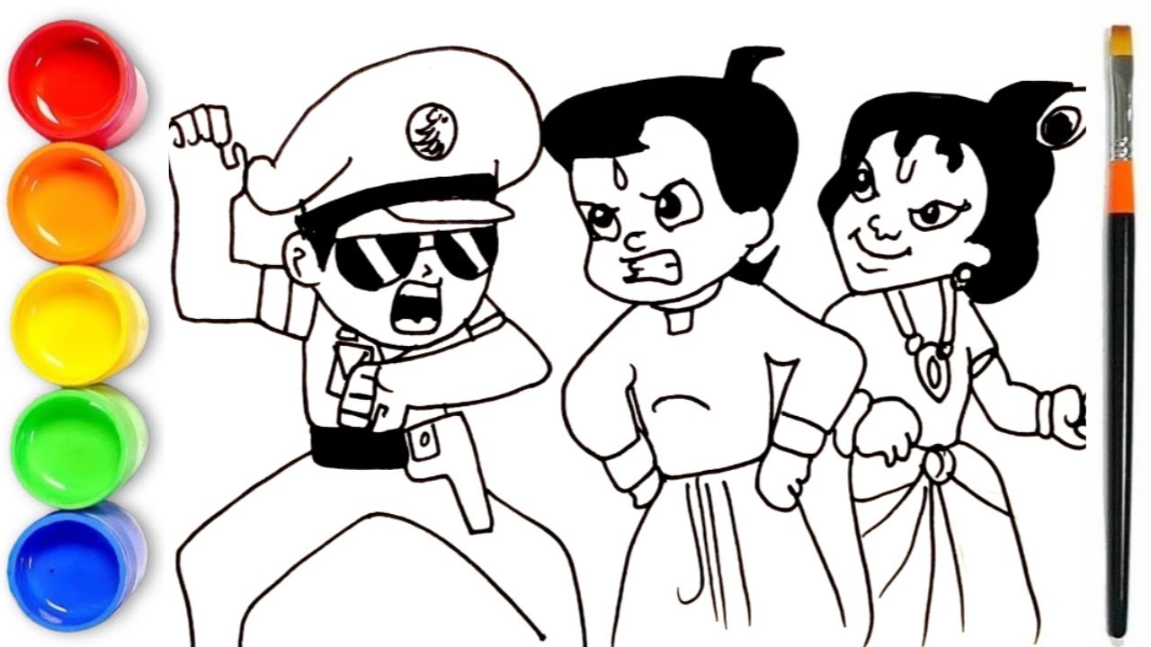 How to Draw Little Singham, Chhota Bheem, Little Krishna | Chhota Bheem ...