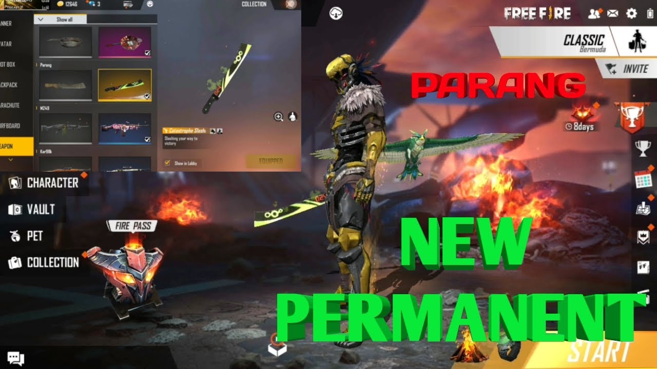 ||New Permanent| PARANG SKIN Free||Free Fire||😍😲😎 - YouTube