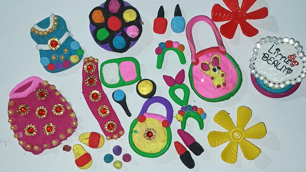 Diy How to Make Polymer Clay Miniature Makeup Set with Eyeshadow, Pink ...