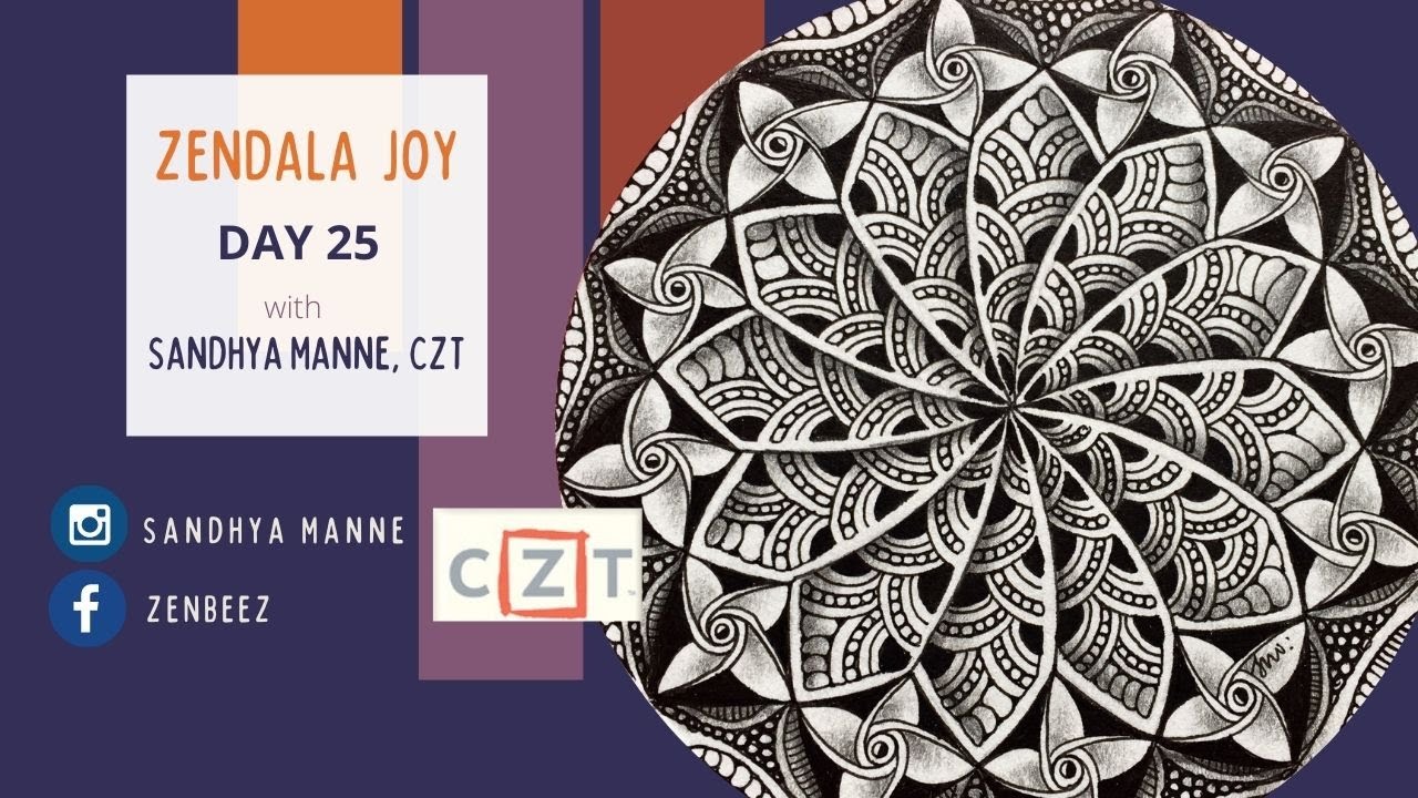 ZENDALA JOY Day 25 - String 10, exploring Zentangle® and Mandala - YouTube