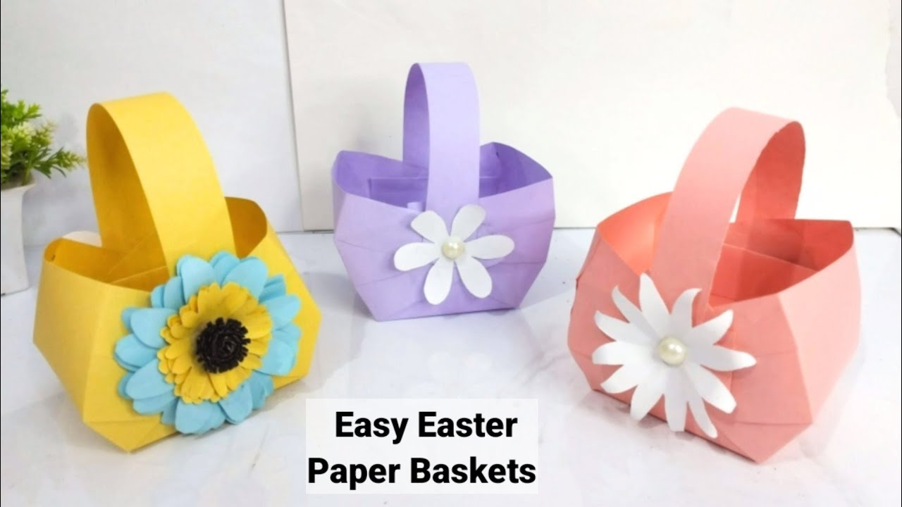 ️How to Make Easter Baskets | Easy Paper Crafts | Paper Basket Tutorial ...