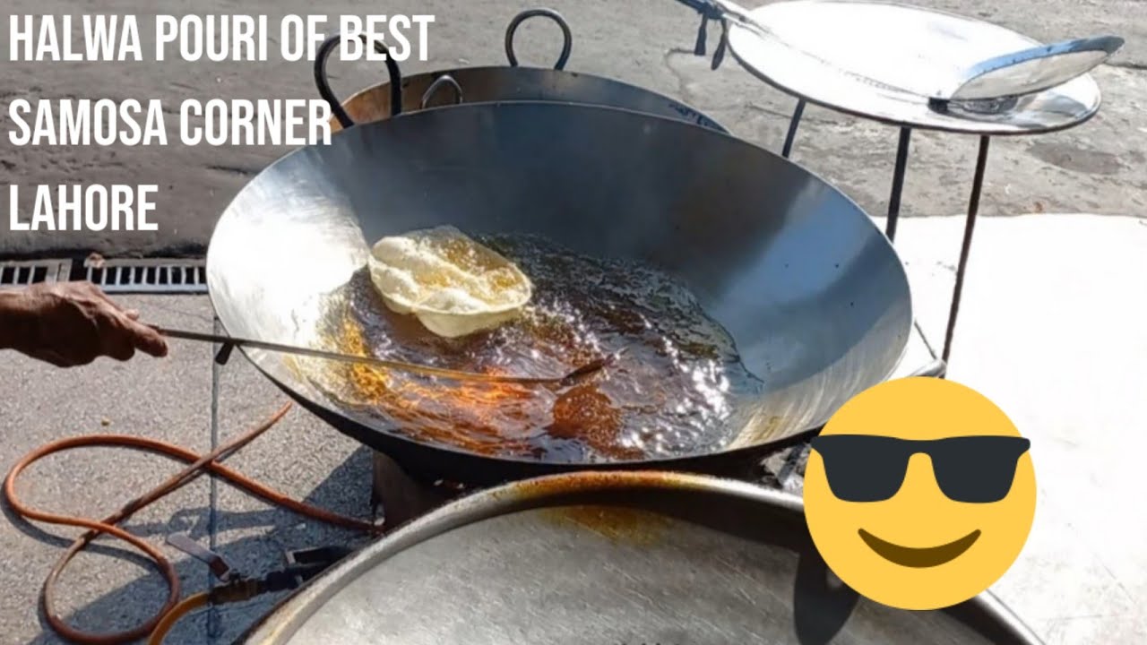 Halwa puri of best Samosa Corner Ghalib Market Gulberg Lahore - YouTube