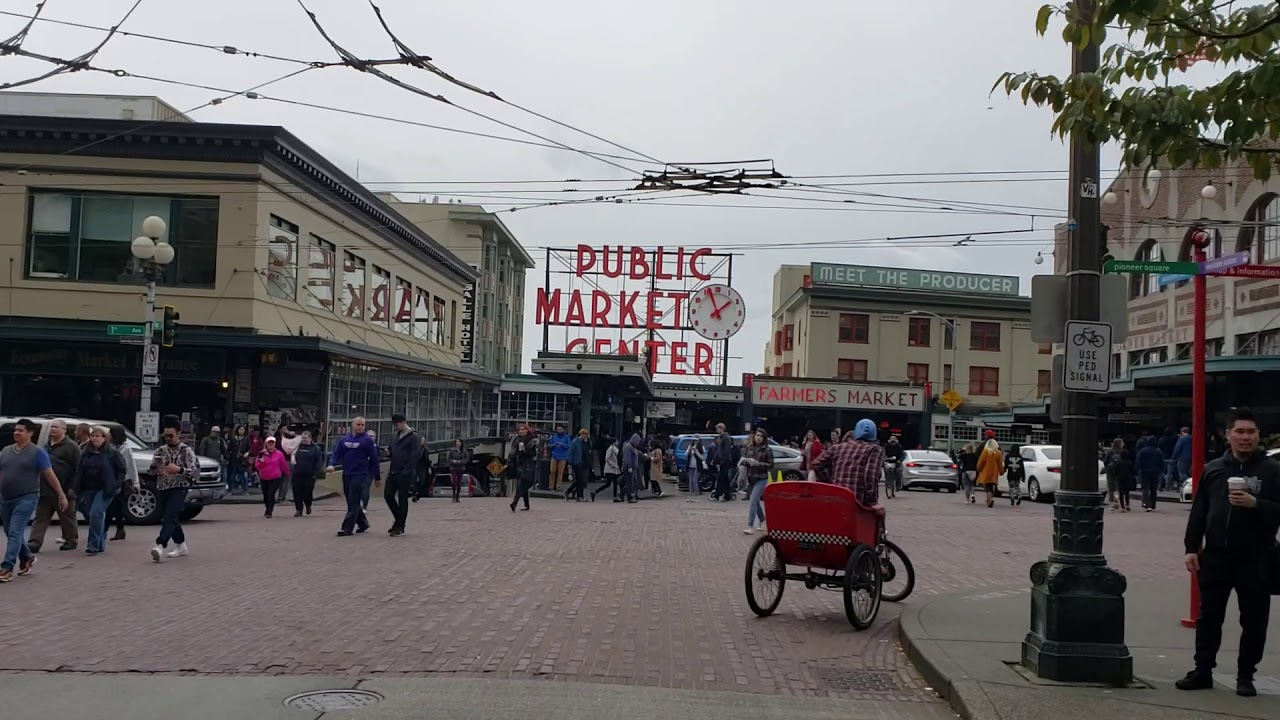 Pike Place Market Seattle a walk in the street. - YouTube