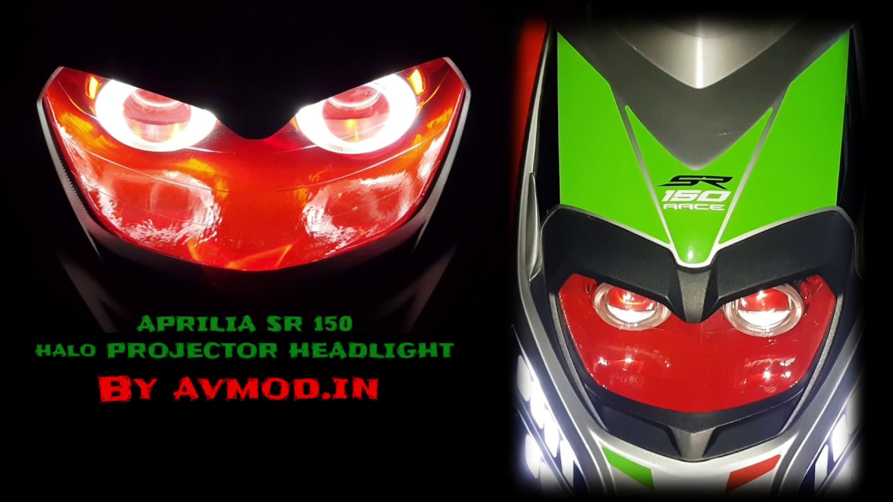 APRILIA SR 150 HALO PROJECTOR HEADLIGHT BY AV MOD - YouTube