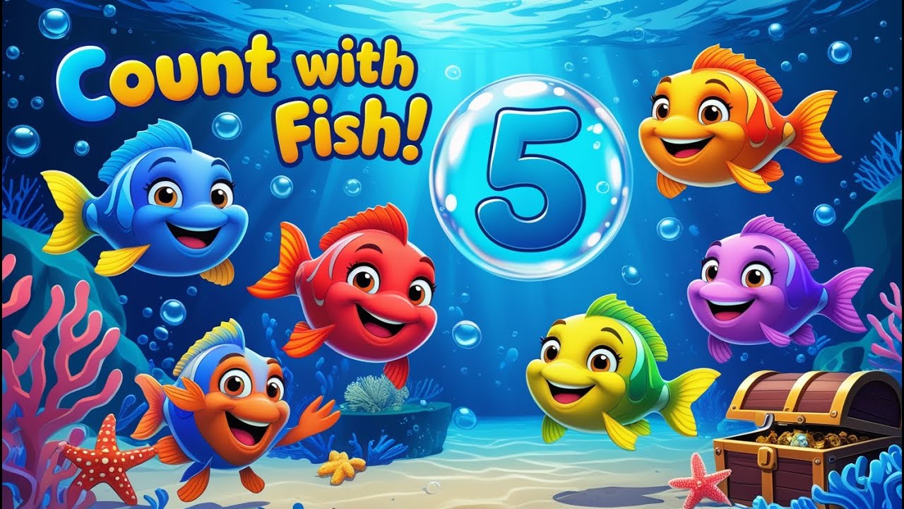 Five Little Fish 🐠 | Ocean Counting Song for Kids | Learn Numbers 1 to ...