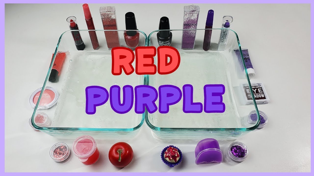 Red vs Purple - Mixing Makeup Eyeshadow Into Slime! MUST WATCH! - YouTube