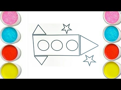 shapes rocket drawing |easy Rocket drawing |Drawing for kids |Rocket ...