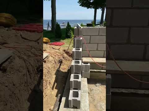 Concrete block tie in. - YouTube