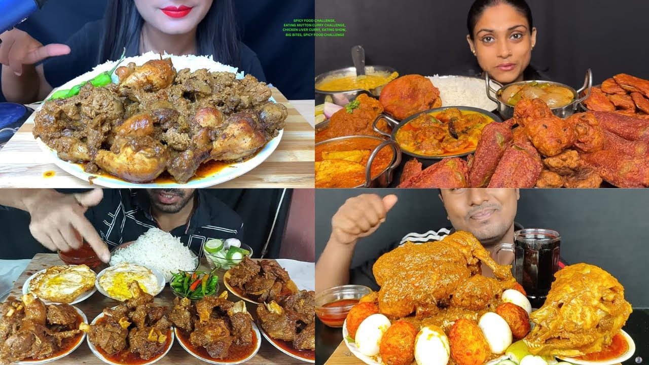 SPICY FOOD CHALLENGE, EATING MUTTON CURRY CHALLENGE, CHICKEN LIVER ...