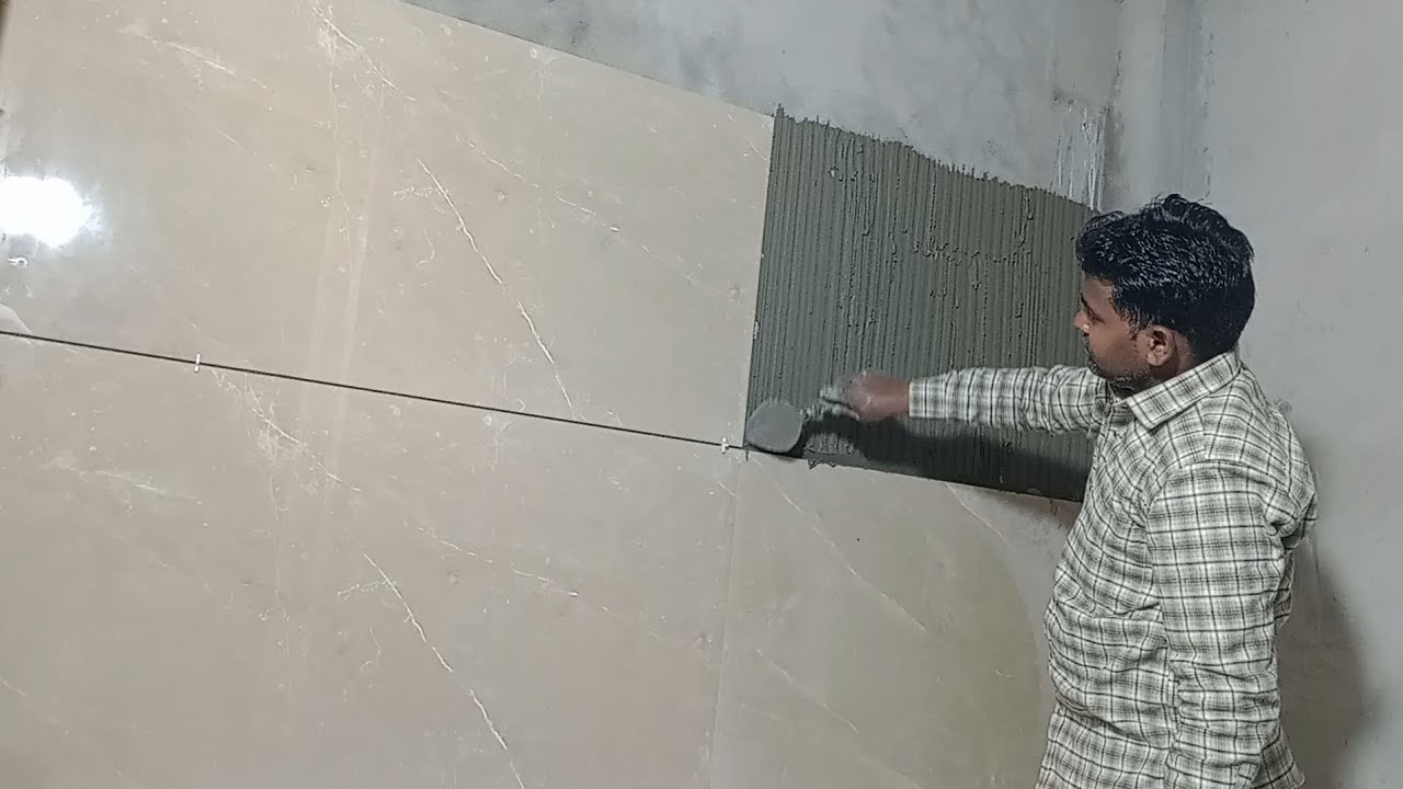 how to install washroom 2×4 wall tiles fitting ||rsmarble video - YouTube