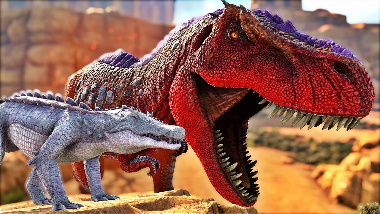 T-Rex e Crocodilo Javali Se Unem Para Destruir Uma Eminente Ameaça! ARK ...
