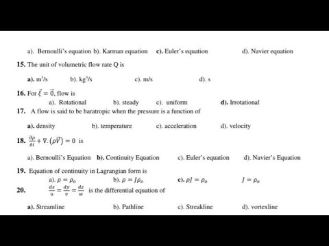 Lect02# Fluid Mechanic ii #Mcq type questions #Continuity Equation ...