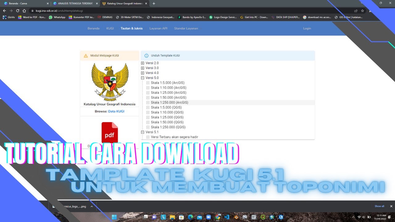 Tutorial Penggunaan Tamplate KUGI 5.1 Pada data SHP Hasil Digitasi Pada Peta RBI - YouTube