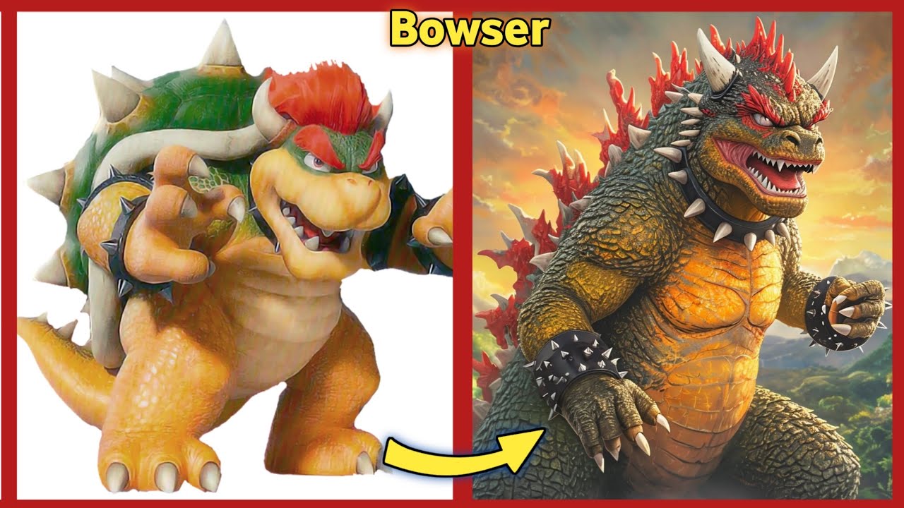 SUPER MARIO BROS MOVIE CHARACTER TRANSFER AS GODZILLA - YouTube