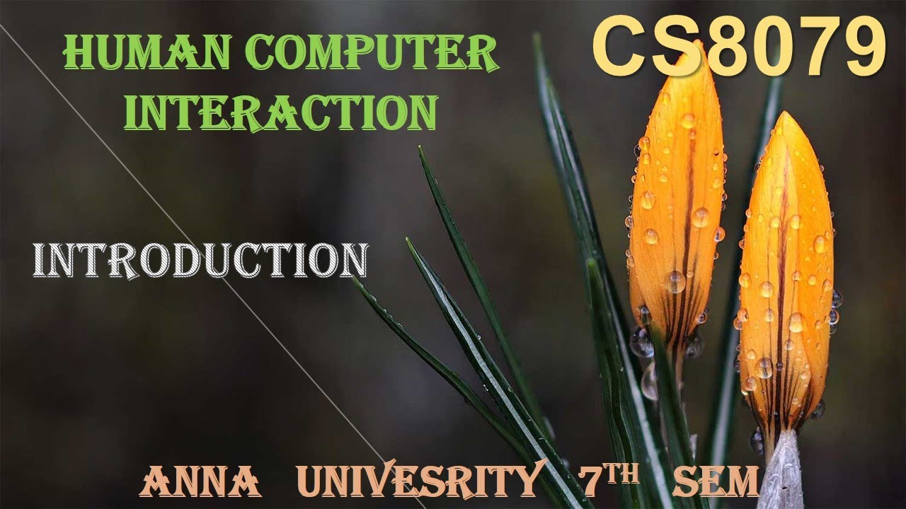 CS6008 / CS8079 HUMAN COMPUTER INTERACTION INTRODUCTION - BY ABISHA ...
