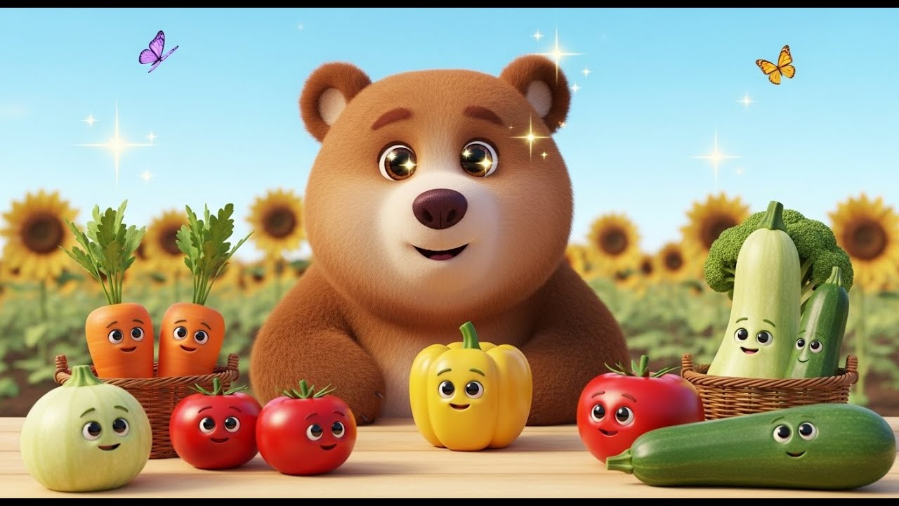 Learn 20 Easy Vegetables Names with Bear 🥕🥦🌽 | Fun Vegetable Learning ...
