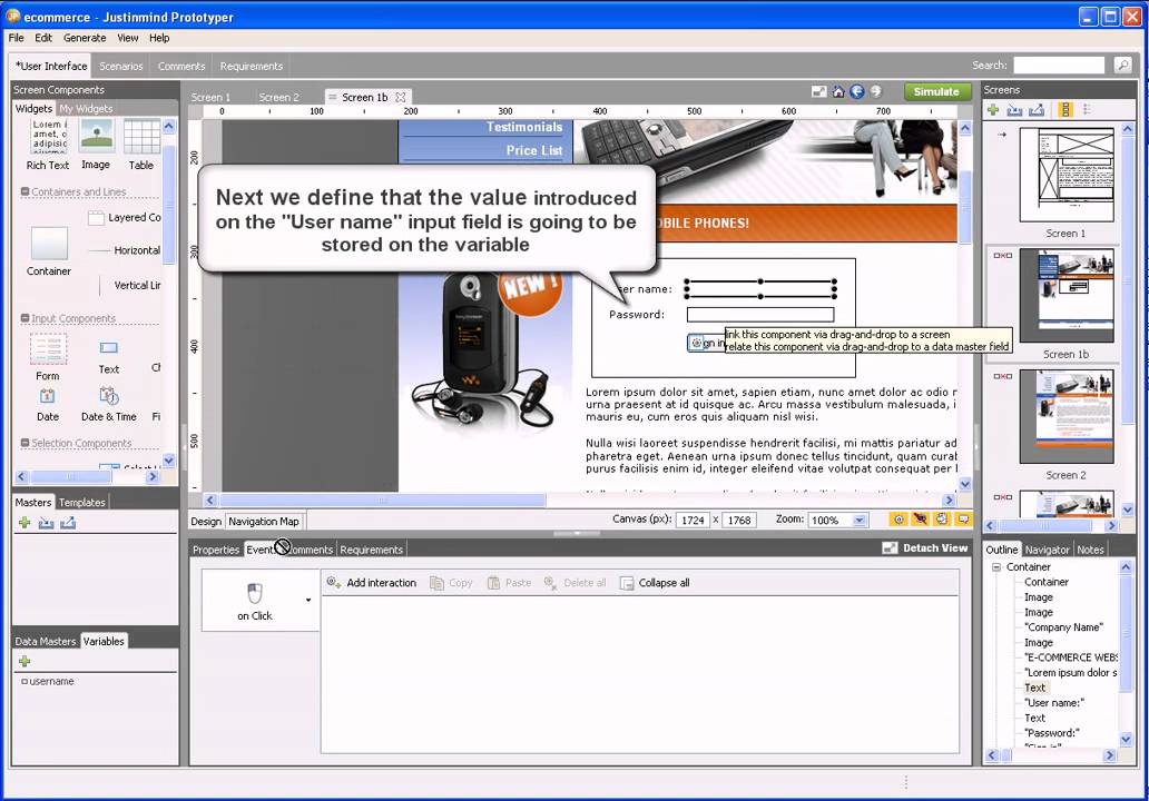 Using variables on Justinmind Prototyper - YouTube