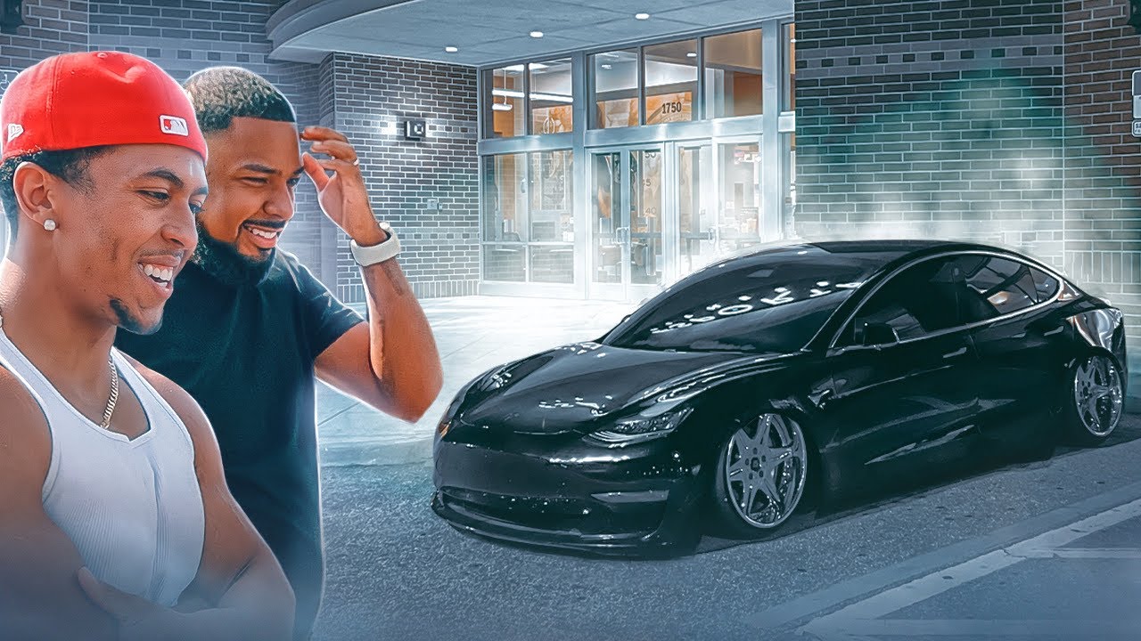 OFFICIALLY THE LOWEST STANCED TESLA *NO AIR RIDE* - YouTube