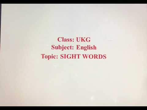 Class UKG: English: Sight words - YouTube