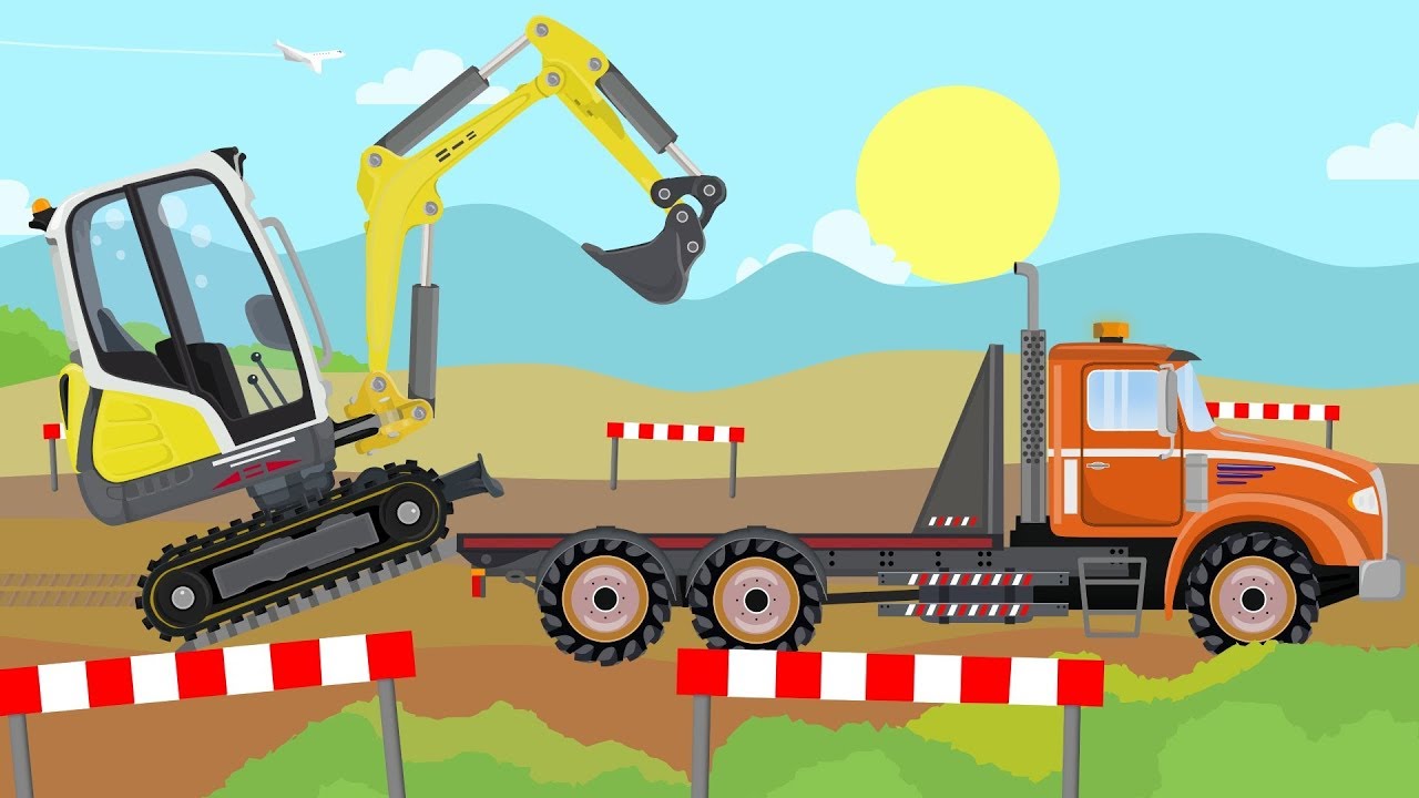 Excavator Mini and Colorful Trucks - Tree Planting - Colorful ...