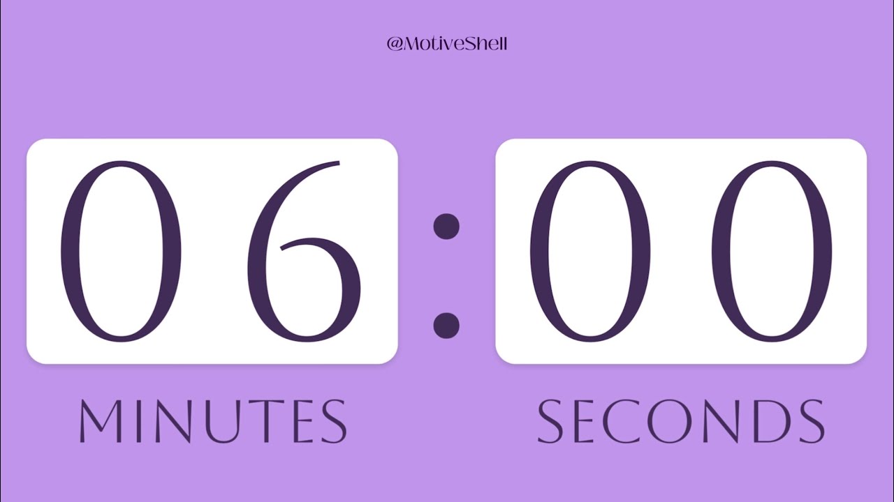 6 minutes countdown - purple theme - YouTube