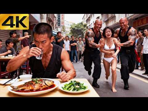 【4K】Action Movie: Street Thug Harasses a Beauty, But the Man Sitting Next to Her Was a Special Ops