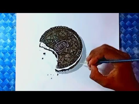 the oil painting of oreo cookies yummy | artist - YouTube