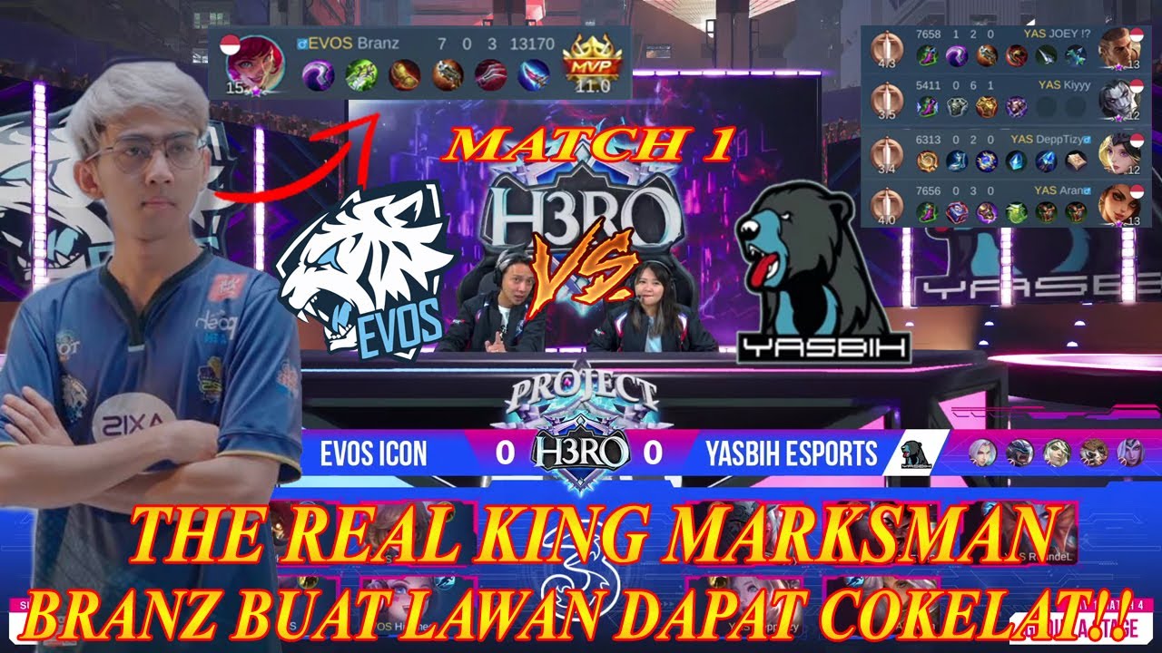 EVOS BRANZ MENGGILA & MVP | EVOS ICON VS YASBIH ESPORT GAME 1 H3RO ...