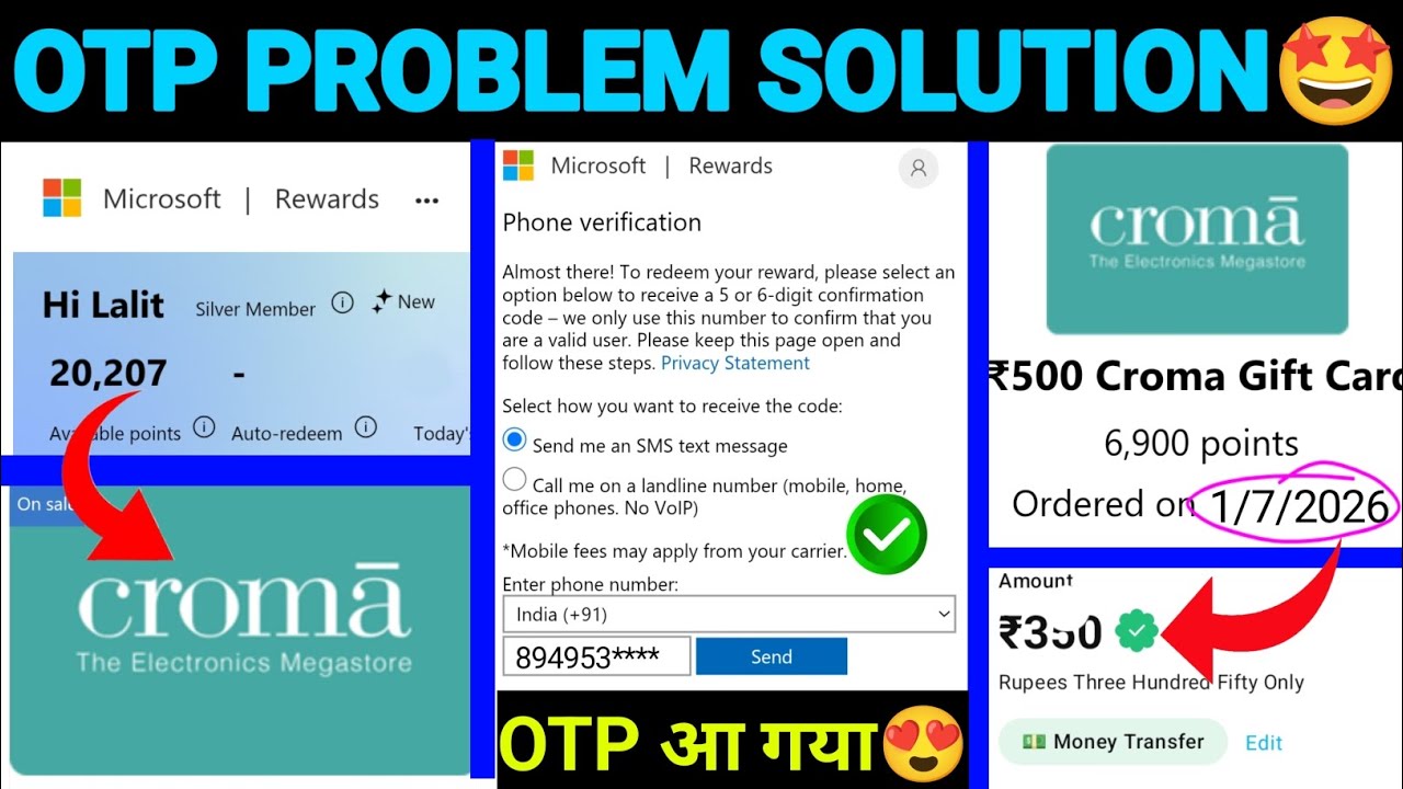 Microsoft Rewards OTP Problem Solution | Redeem Problem | OTP Not ...