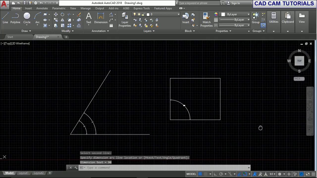 AutoCAD 2018 Tutorial for Beginners 68 HOW TO USE ANGULAR DIMENSION ...