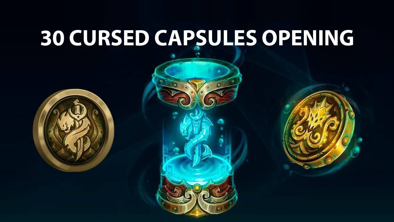 30 Cursed Capsules & 5 Golden Kraken Opening Hextech lol - YouTube
