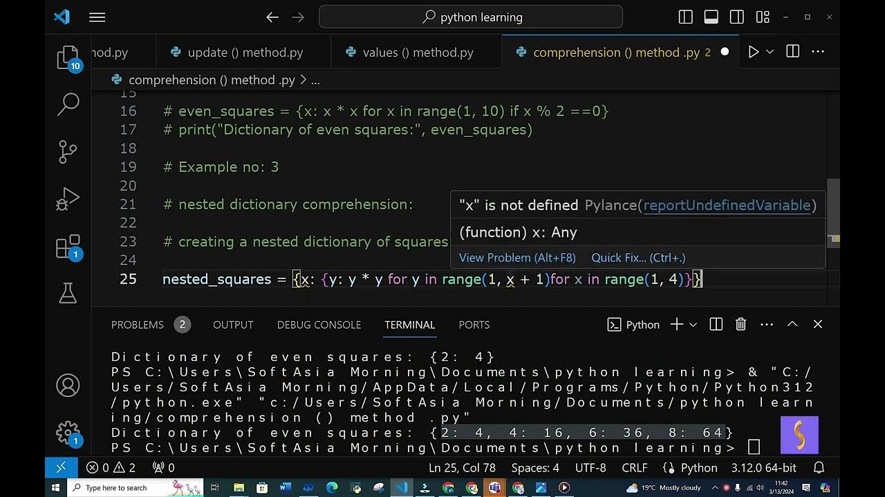 (SY) comprehension() dictionary method in python - YouTube