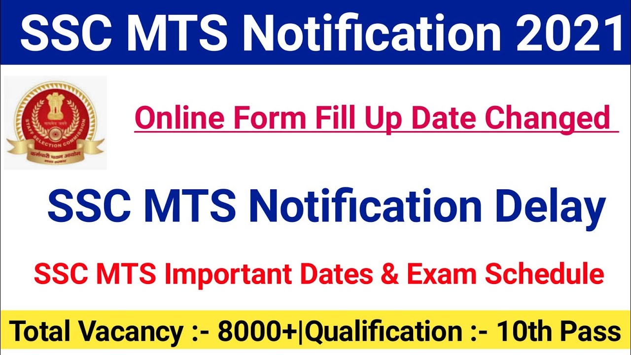SSC MTS Notification 2021|SSC MTS Form Fill Up Date Changed Official ...
