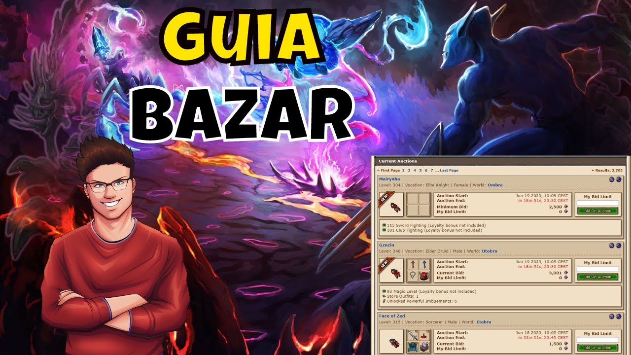 Guia - Bazar- Comprando e vendendo Personagem - Tibia - YouTube