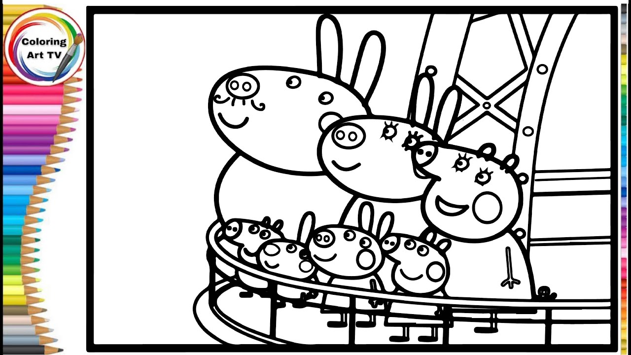 Learn to draw and color Peppa Pig in the library | How to draw and ...