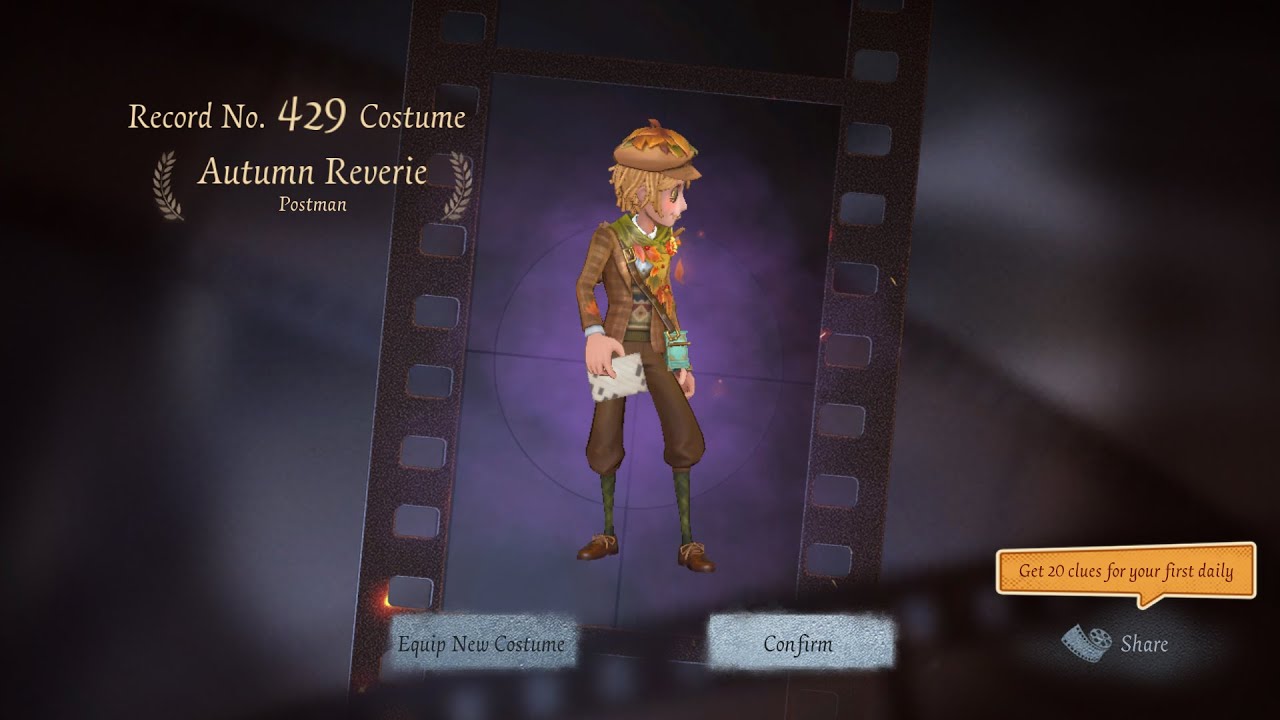 Postman's Autumn Reverie Costume | Duo Hunters | Identity V - YouTube