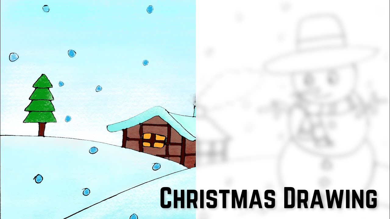 Christmas Drawing : Snowman Tutorial for Kids | Step by step Drawing ...