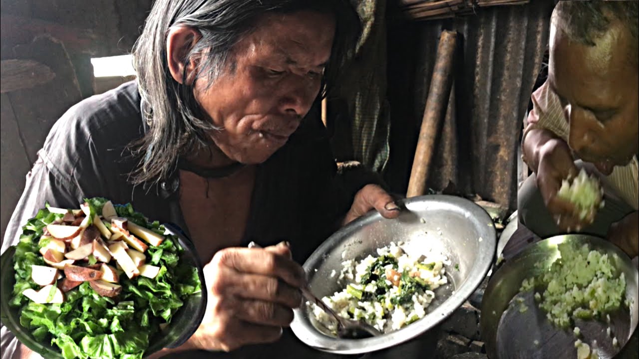 Potato and green leaf mix recipe with Rice ||Village style cooking and ...