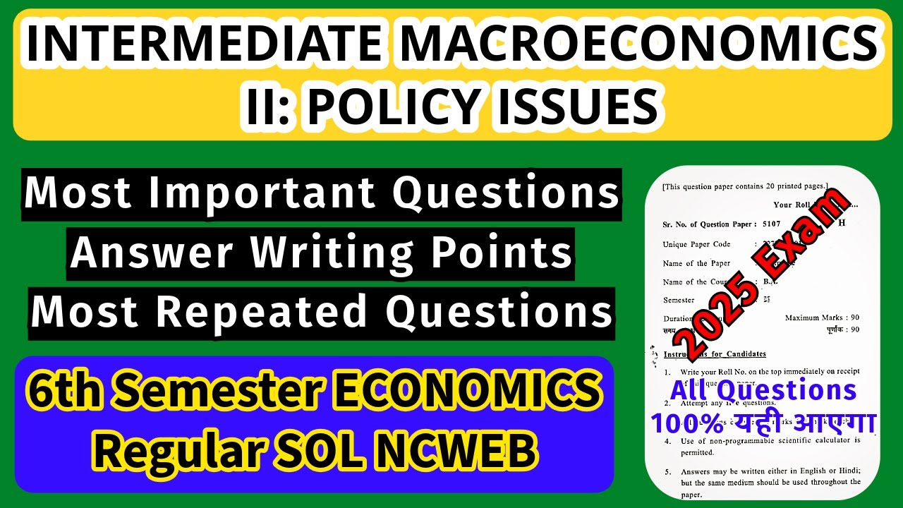 INTERMEDIATE MACROECONOMICS II POLICY ISSUES 6th Semester Economics ...