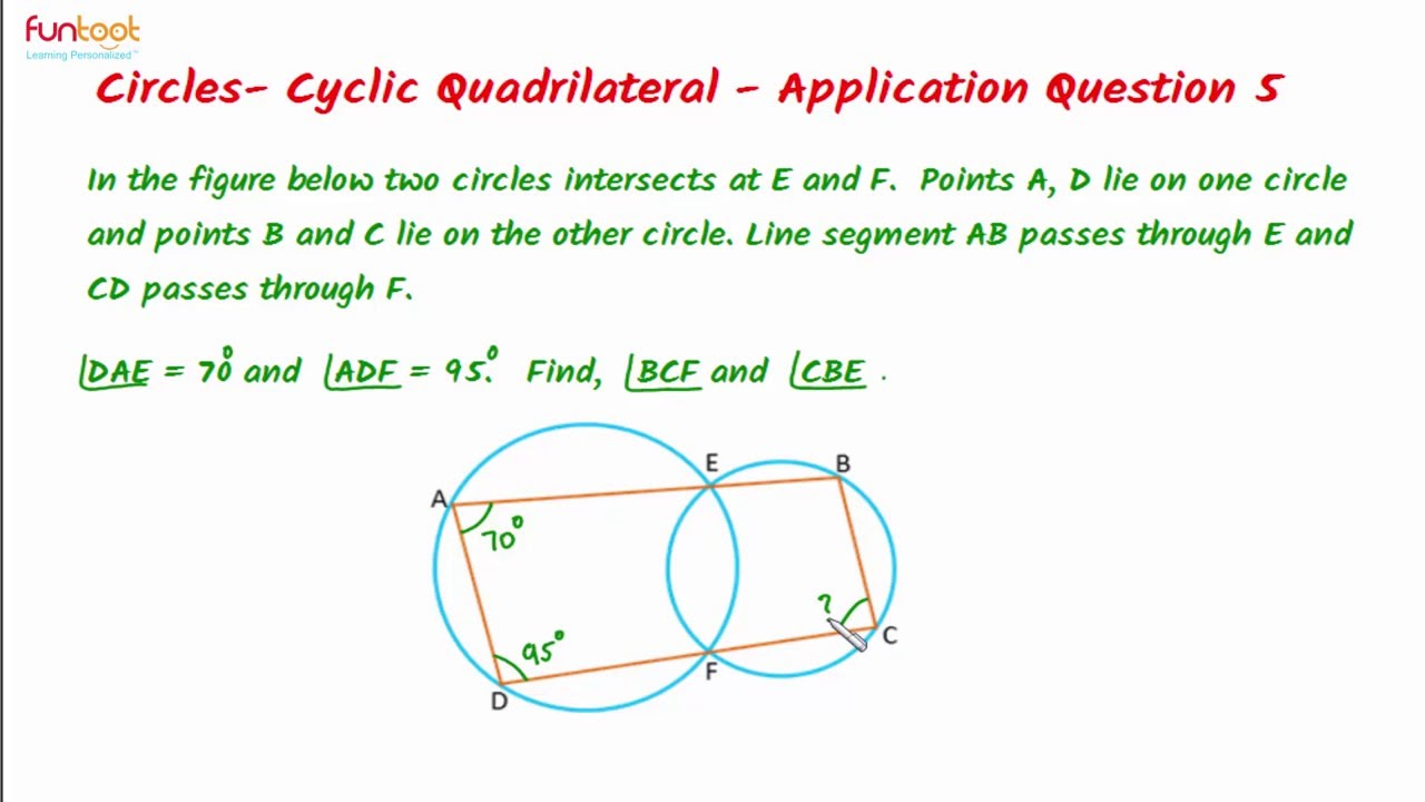 Cyclic quadrilaterals- Application Questions- Application Question 5 ...