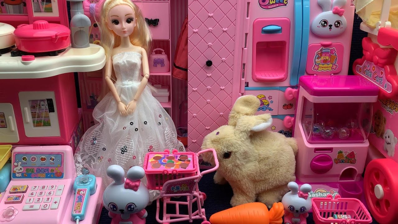 15-Minute Relaxing Stress-Relieving Pink Barbie Shopping Cart Toy Set ...