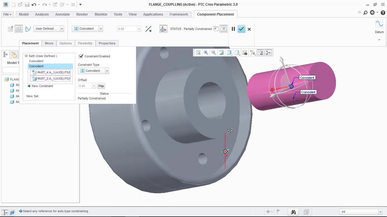 PTC - Creo Tutorial - Flange Coupling Assembly Modeling - YouTube