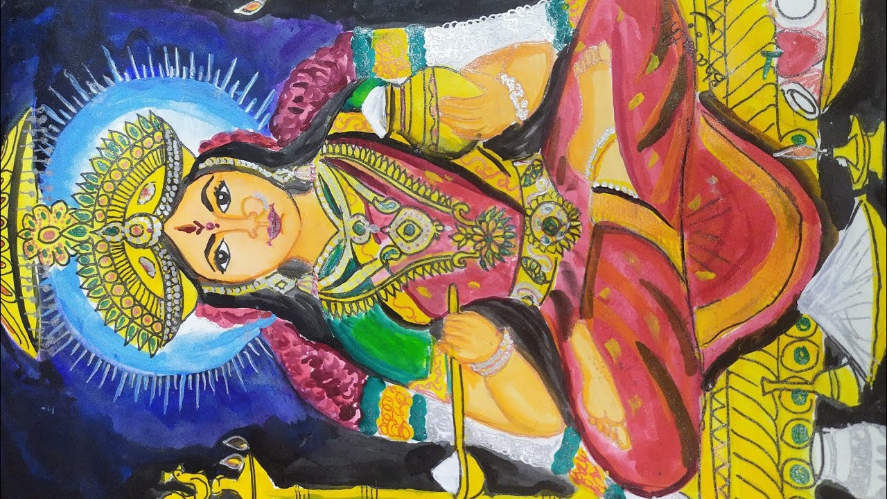 Annapurna devi drawing with colouring / Dusshera special drawing ...