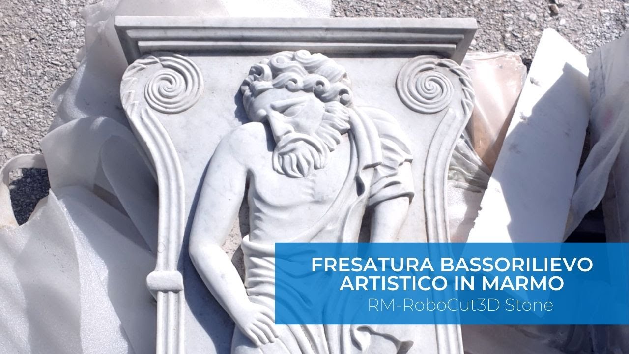 Fresatura bassorilievo artistico in marmo bianco | RoboCut Stone - YouTube