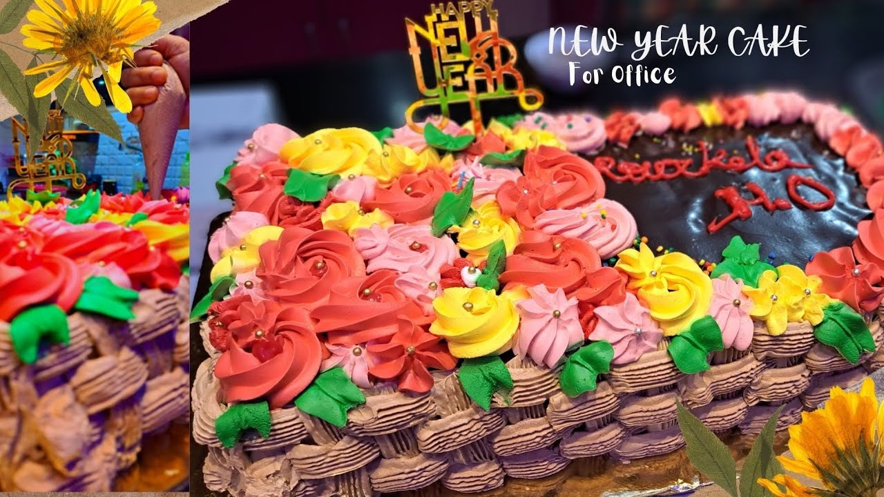 Made this cake for my office II New Year Cake decorating design II ...