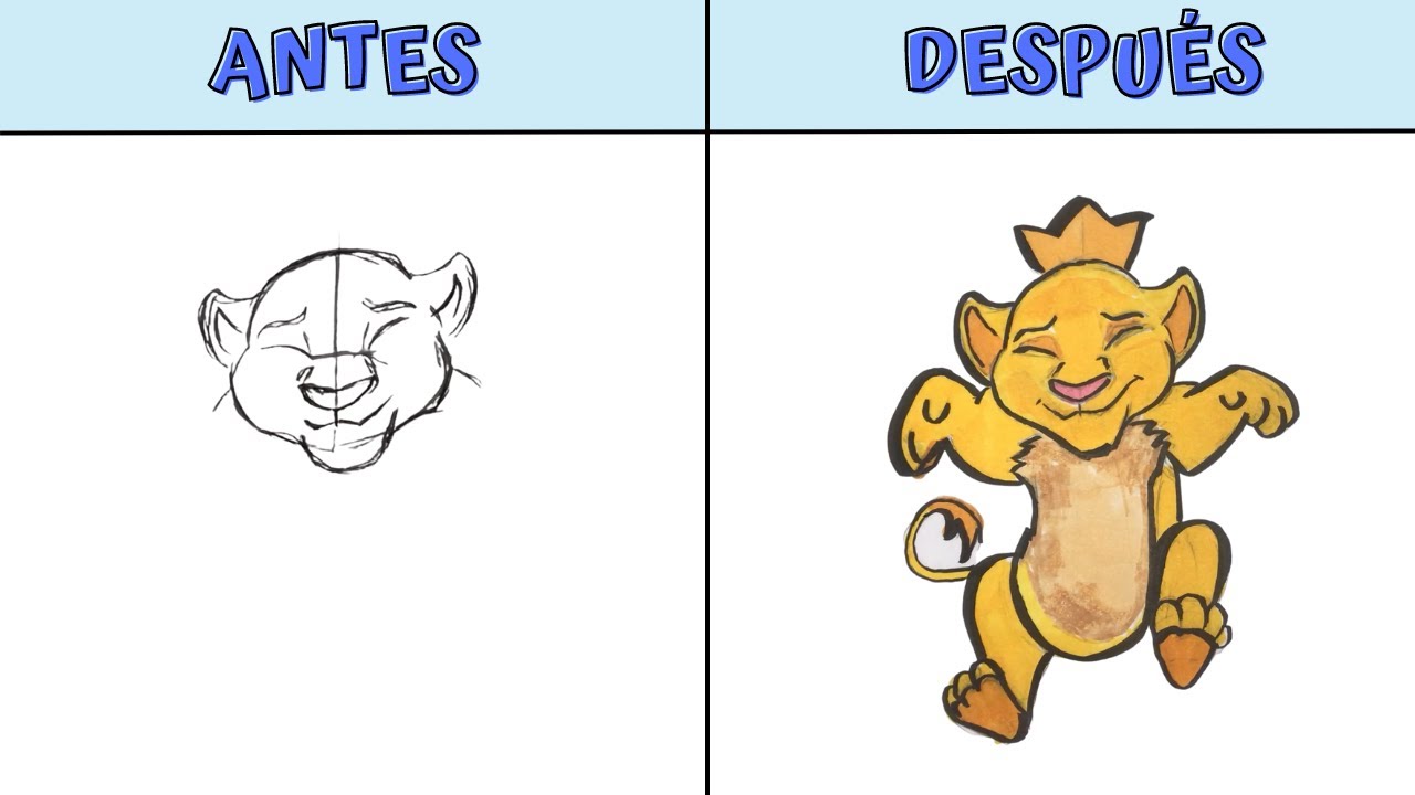 Cómo dibujar a SIMBA de El Rey León (paso a paso) - YouTube
