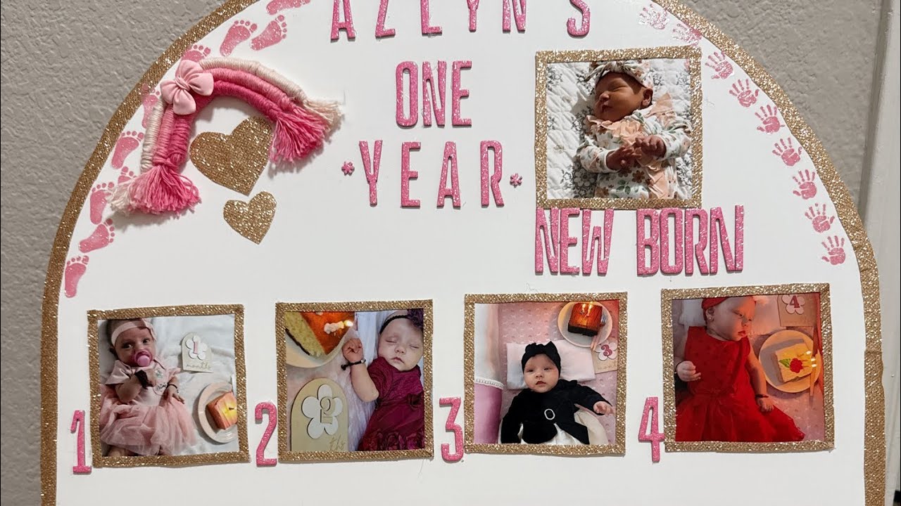 First year photo frame made by her mama!! Happy first year my darling ...