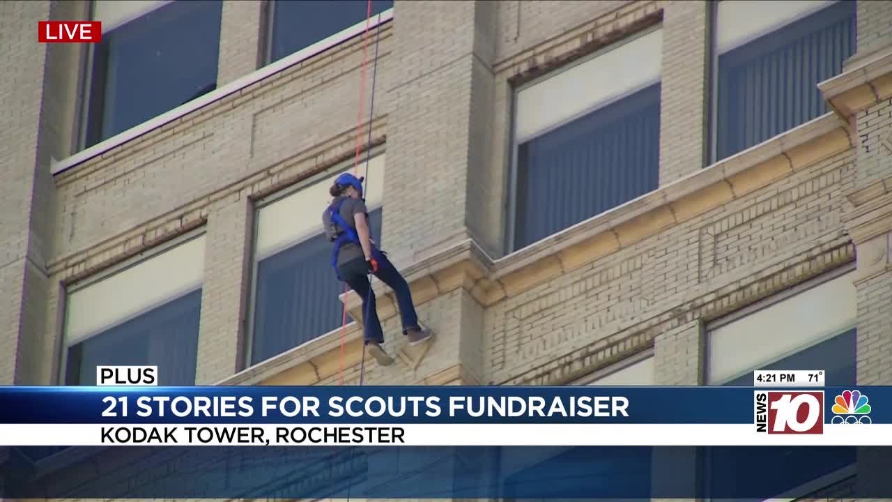 News10NBC's Hailie Higgins rappels down the Kodak Tower for a good ...