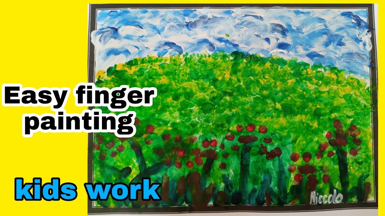 How to make Easy Landscape finger painting for kids/acrylic - YouTube