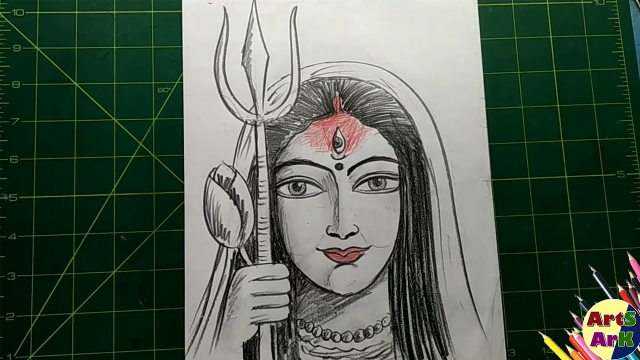 Indian Goddess Drawing | Woman as goddess drawing easy - YouTube